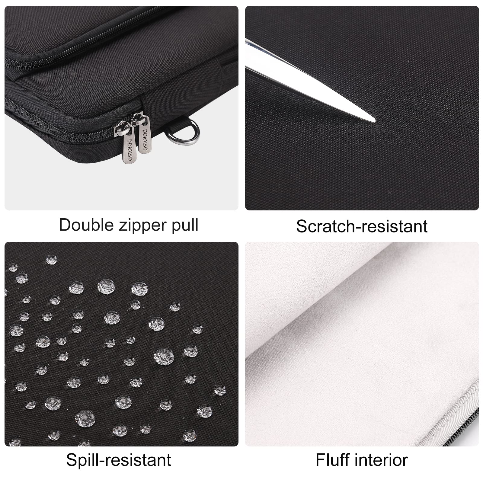 DOMISO 15.6 Inch Laptop Bag Cover Waterproof Notebook Shockproof Sleeve Case Shoulder Bag Protective Cover for 15.6" HP 15/ThinkPad E575/Dell/Lenovo IdeaPad S510/Dell XPS 15,Black