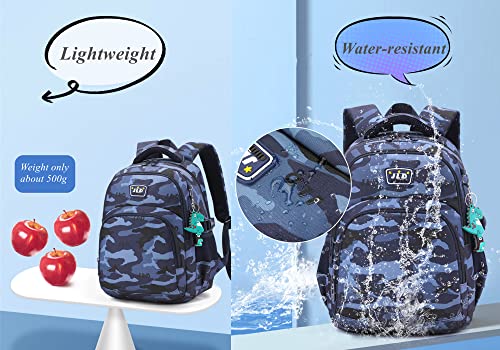 Camo Kids Backpacks for Boys, Water-resistant Camouflage Preschool Kindergarten Boys Backpacks Bookbags, Grey