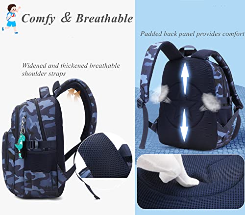 Camo Kids Backpacks for Boys, Water-resistant Camouflage Preschool Kindergarten Boys Backpacks Bookbags, Grey