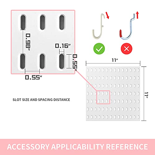 JoyBHole Pegboard Combination Kit with Shelf and Hooks No Punching for Garage Kitchen Living Room Bathroom Office,Pegboard Wall Organizer (White, 33" x 22")