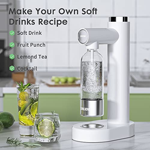 SNLIDE Soda Maker, Soda Water Machine with 1L Pet Bottle & DIY Stickers, Easy to Operate, Home Use Sparkling Water Maker with Aluminim Cylinder with 60L CO2