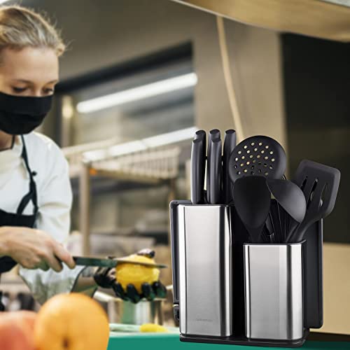 Kitchen Utensils Set, 7 Pieces Silicone Cooking Utensils Set+5-Pieces Stainless Steel Knife Set+6-Pieces Kitchen gadgets(18-in-1)