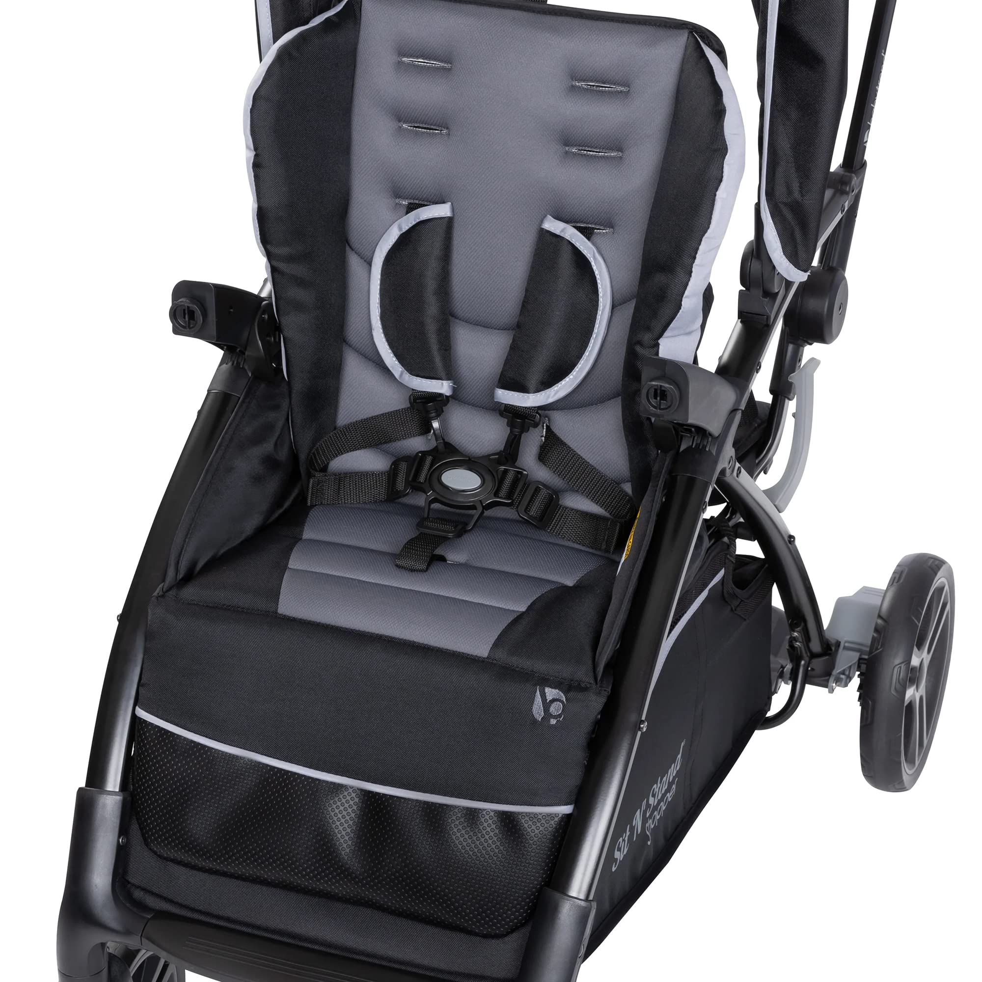 Baby Trend Sit N' Stand 5-in-1 Collapsible Kids Shopper Stroller with Shaded Canopy Visor, Extendable Storage Basket, and 2 Cup Holders, Stormy
