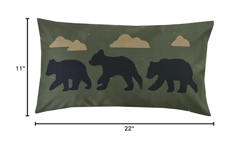 De Leon Collections Bear Camp Decorative Accent Throw Pillow, Lumbar, Green/Black/Brown
