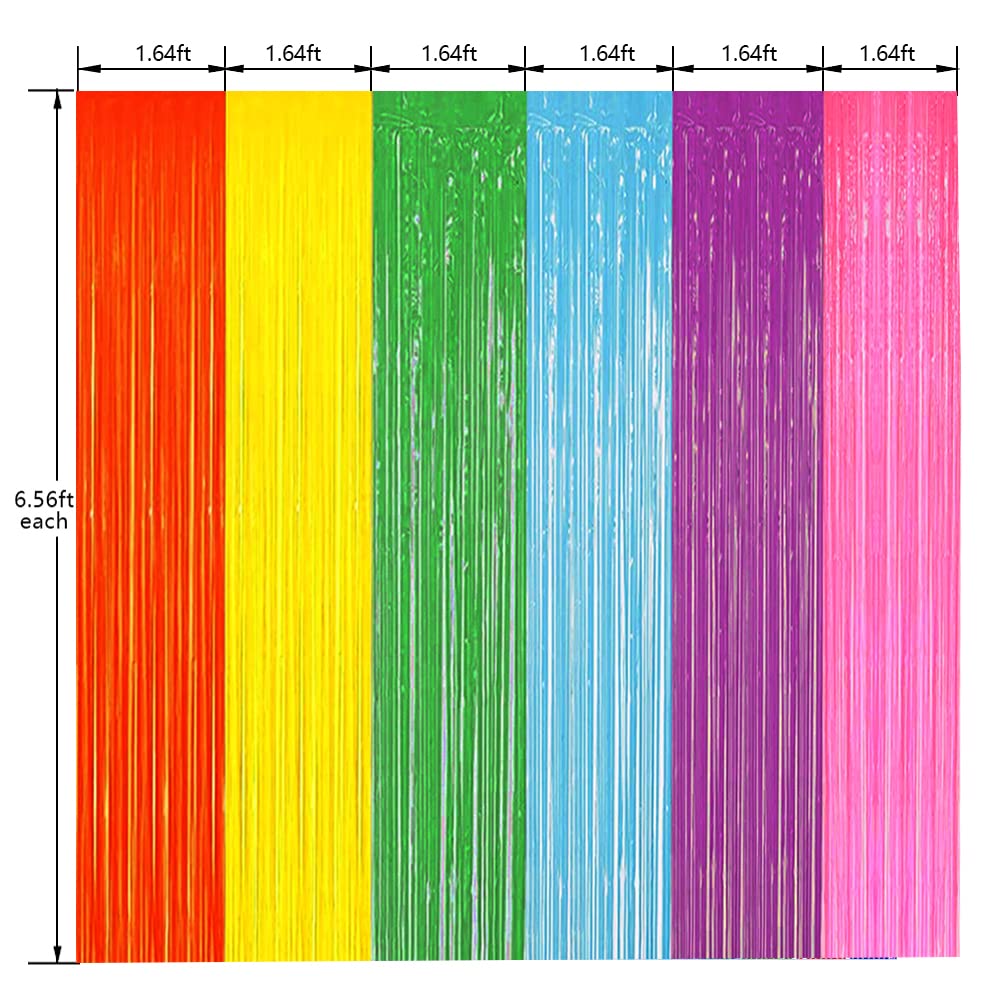 Cinco de Mayo Decorations, Rainbow Fringe Bckdrop Fiesta Taco Themed Streamer Backdrop for Mexican Dia De Los Muertos Spain Taco Birthday Party Decorations (3 Pack)