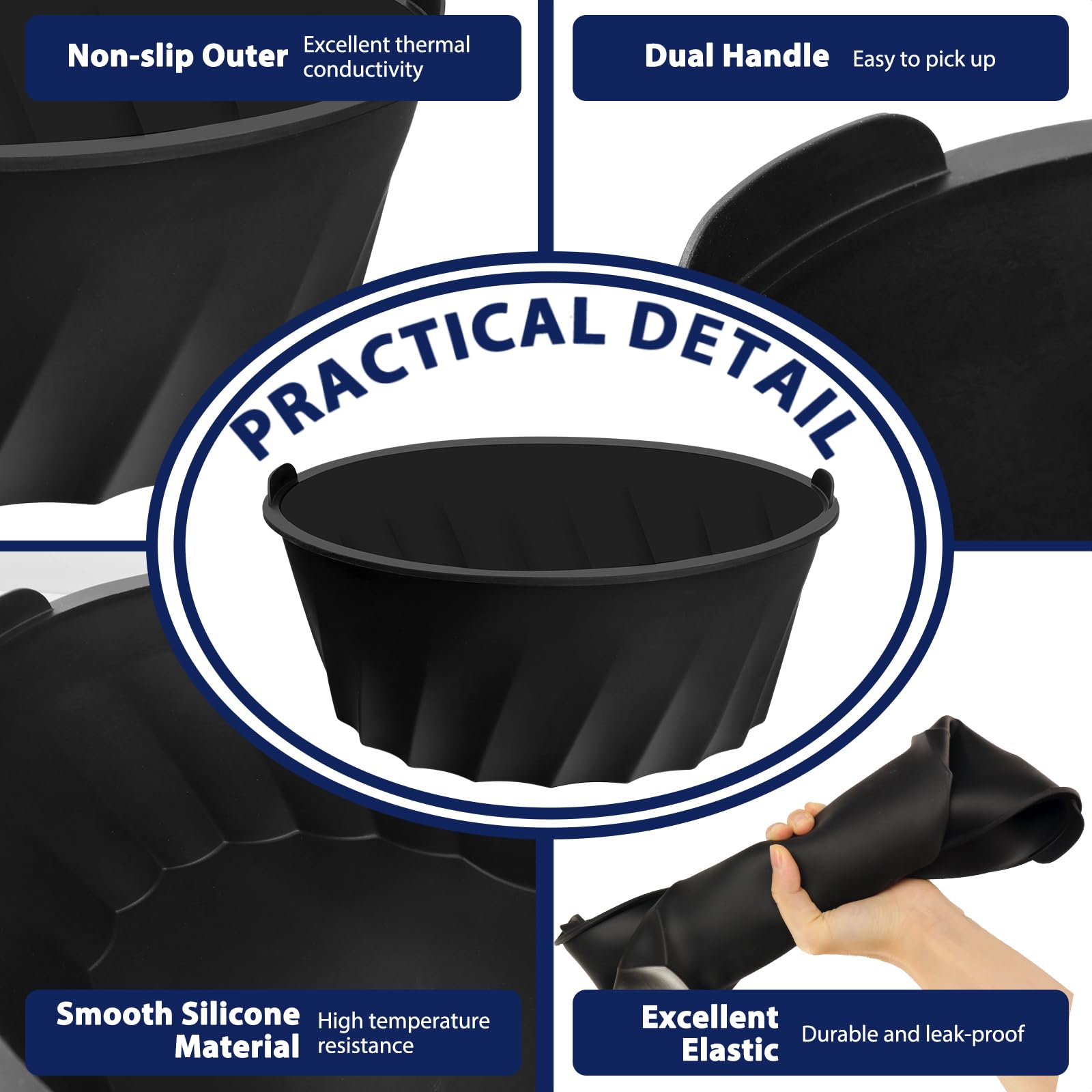 Silicone Slow Cooker Liner Fit 6-7 Quart Oval Slow Cookers, Food Grade Silicone Slow Cooker Liners Reusable & Leakproof Dishwasher Safe Slow Cooker Liner