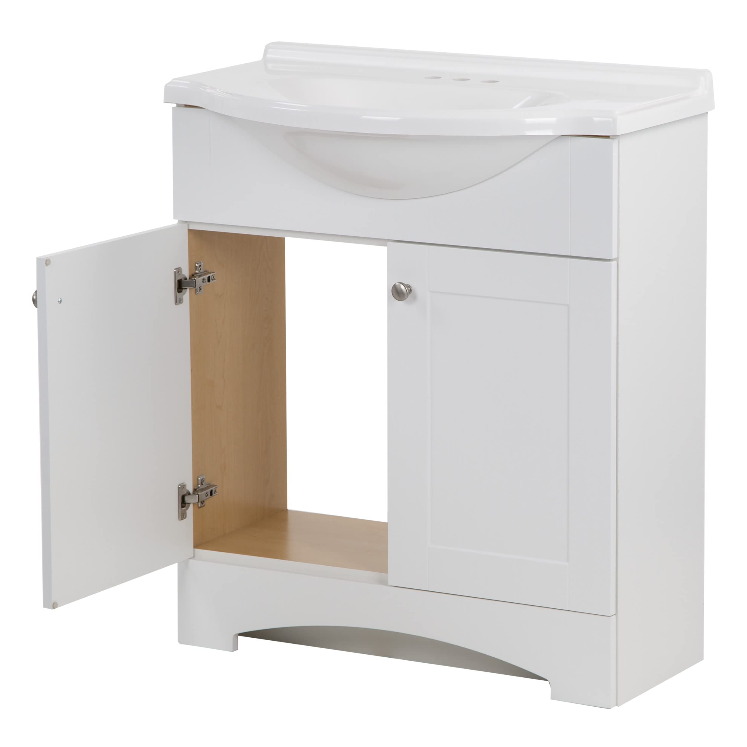 Spring Mill Cabinets Zarna 31 Inch Bathroom Vanity with White Drop-in Single Sink Top, 2-Door Cabinet, 31" W x 18.78" D x 36.63" H, White
