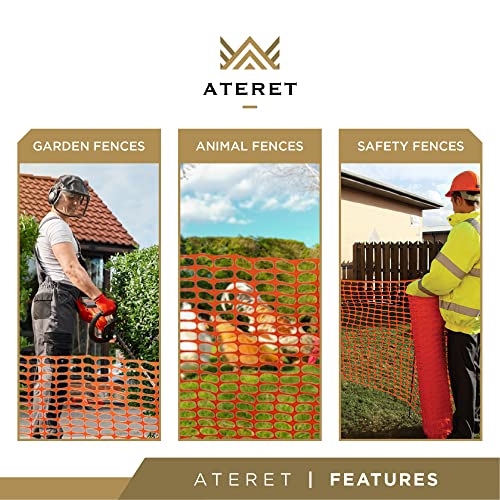 ATERET 4'x100' Orange Plastic Mesh Fencing Roll - Temporary, Reusable Netting for Snow Fence, Garden, Construction, and Animal Barrier (Orange, 8lb/Roll)