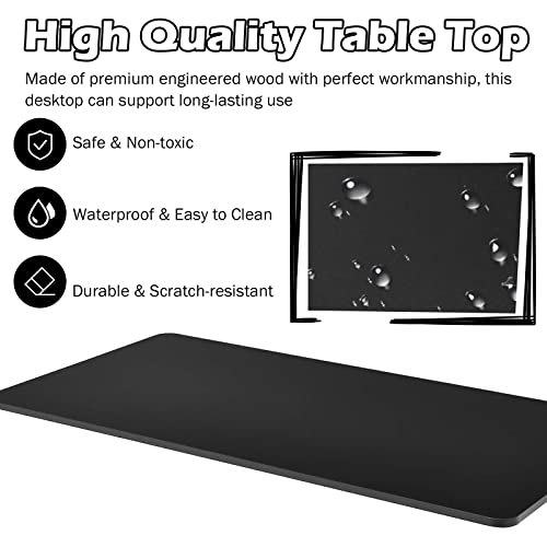 Tangkula 55 x 28 Inches Universal Relevance Table Top, Solid One-Piece Wooden Desktop for Height Adjustable Electric Standing Desk Frame, Rectangular Countertop for Stand Up Desk (Black)