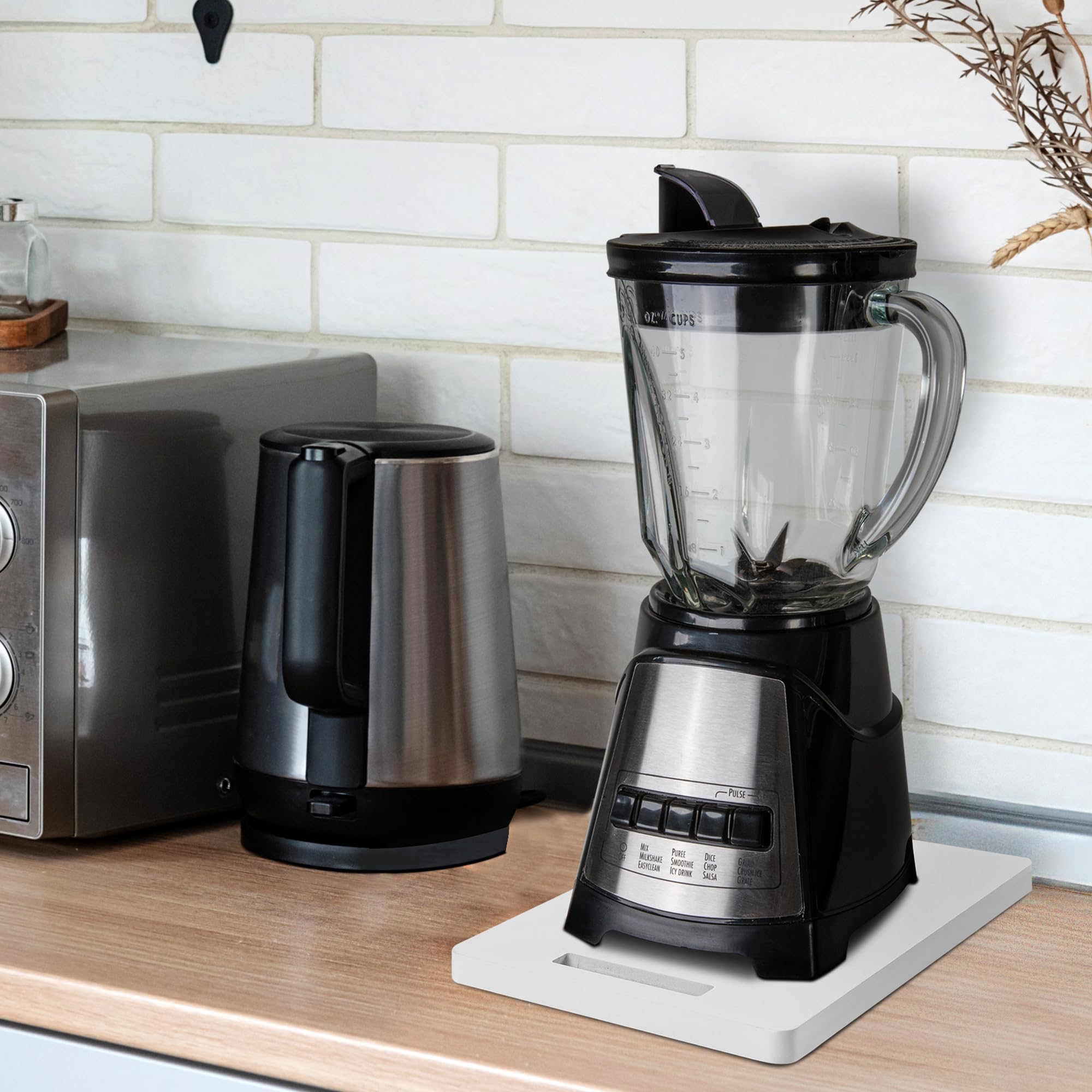 MissionMax White Bamboo Appliance Sliding Tray: Streamline Your Kitchen Counter Top with a Roll-out Shelf for Standard US Coffee Maker & Small Appliances, Fits Perfectly Under Cabinet
