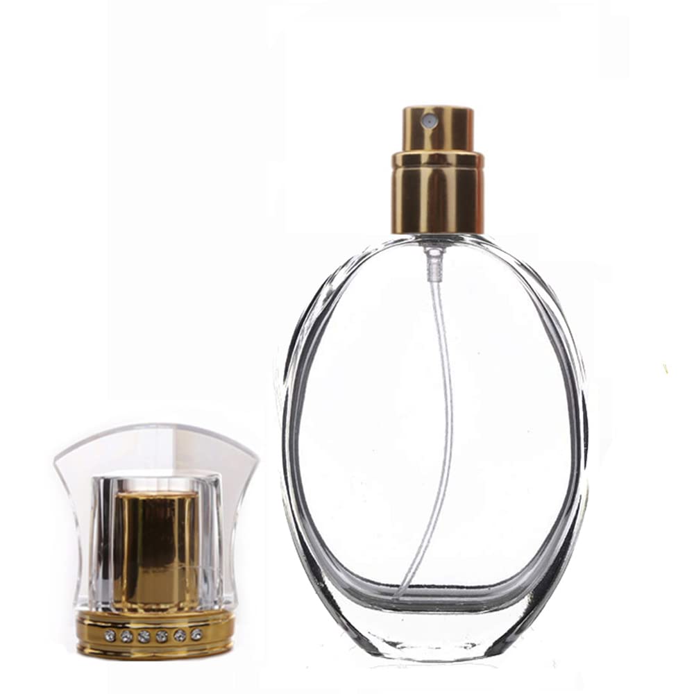 JJKMALL 50ml 1.7 oz Vintage Oval Shape Spray Bottle Refillable Crystal Glass Atomizer Empty Fine Mist Spray Perfume Bottles 1pc Funnel Filler 1PC 3ml Dropper 1pc Storage Gift Bag