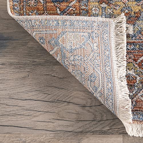 nuLOOM Harriet Vintage Medallion Fringe Area Rug, 6' Round, Rust