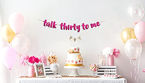 Talk Thirty To Me Pink Glitter Banner - 30th Birthday Party Decorations and Supplies