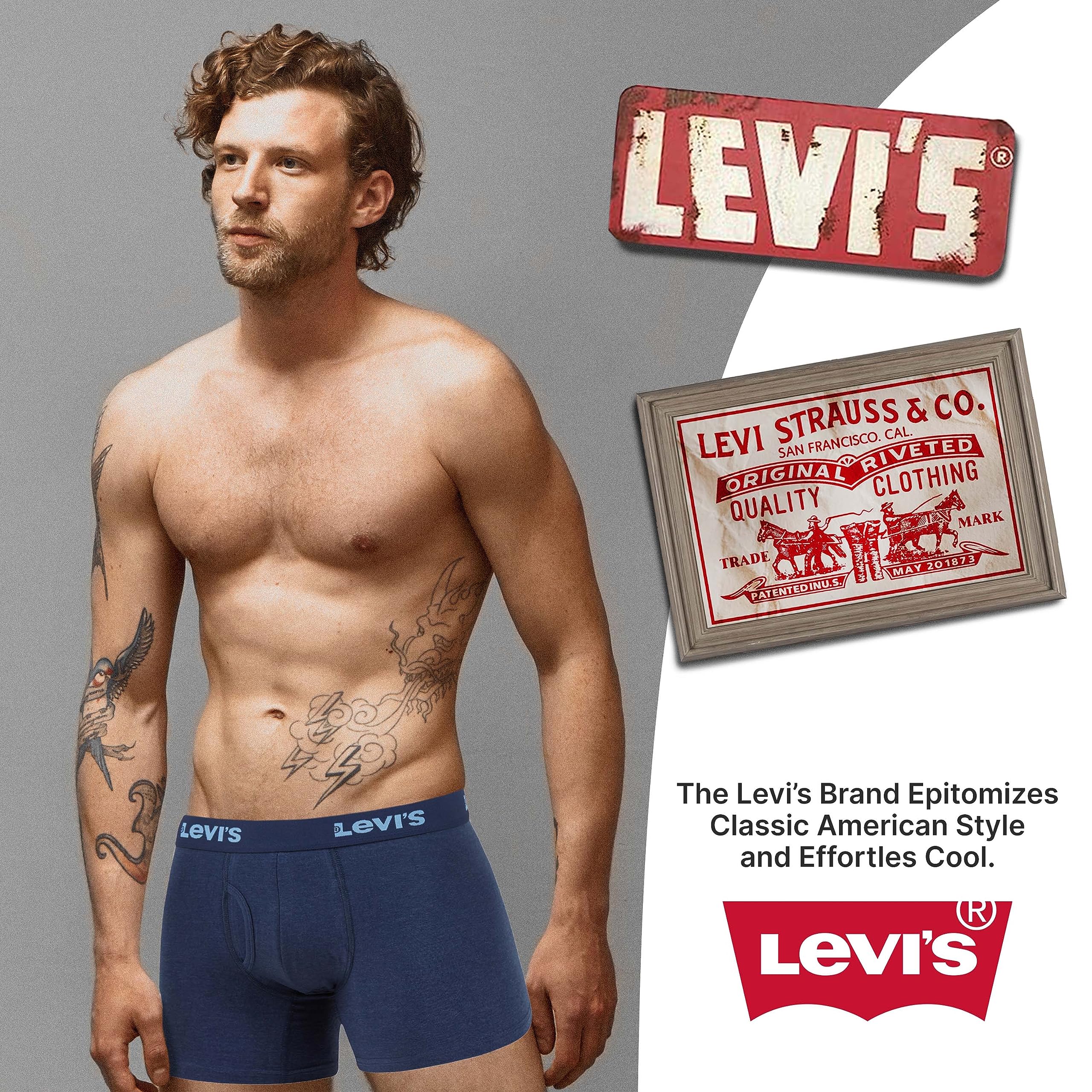 Levi's Boxer Briefs for Men, Cotton Stretch Breathable Men's Underwear 3 Pack Assorted