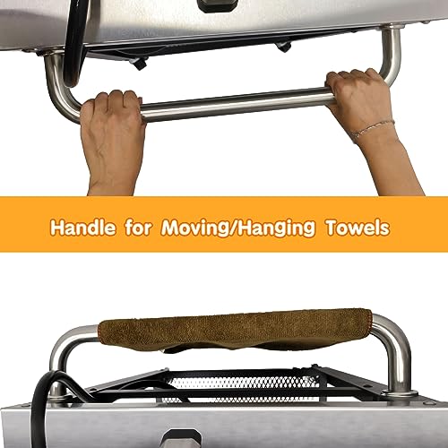 PARTAKER Movable Pizza Oven Trolley/BBQ Grill Cart with 2 Swivel Casters 2 Wheels, Double-Shelf Dining Serving Cart Table, Kitchen Pre-Station Island Countertop Work Bar, L 28-3/4" by W 19-1/2"