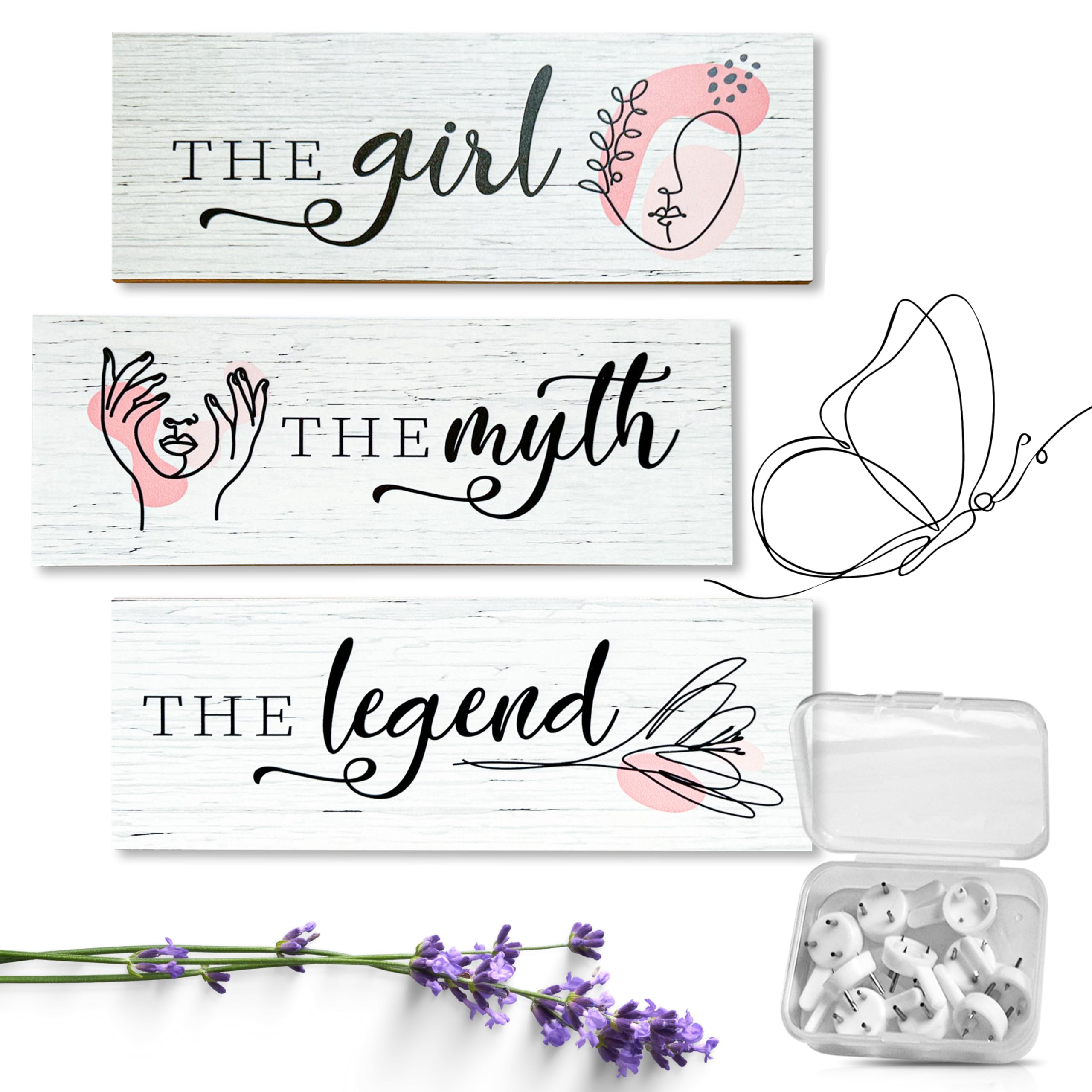 Wall Decor for Bedroom Teen Girl, Bedroom Wall Decor for Women, Pink and Grey Wall Decor for Girls, Blush Pink Wall Decor, Inspirational Positive Quotes for Baby Girl Nursery,Boho Art for Teenage Room