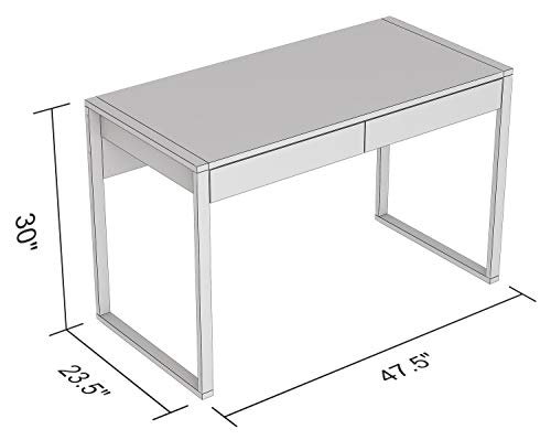 Safdie & Co. Computer Desk 47inch for Home Office and Small Spaces with 2 Drawers Dark Taupe with Black Metal. Ideal for Writing, Gaming, Study, Work from Home.