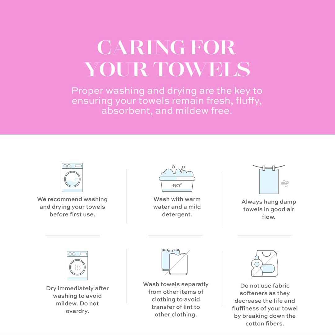 CASA COPENHAGEN White Bay, 6 Pieces Towel Set- White with Dark Grey and Grey Violet Border, 600 GSM, 2Bath, 2Hand, 2Washcloths Egyptian Cotton Towel for Hotel Spa Kitchen Bathroom Kitchen & Shower