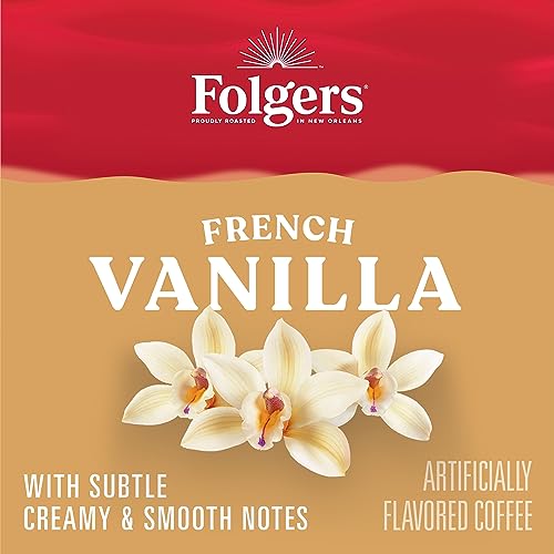 Folgers French Vanilla Flavored Ground Coffee, 9.6 Ounce Canister (Pack of 6)