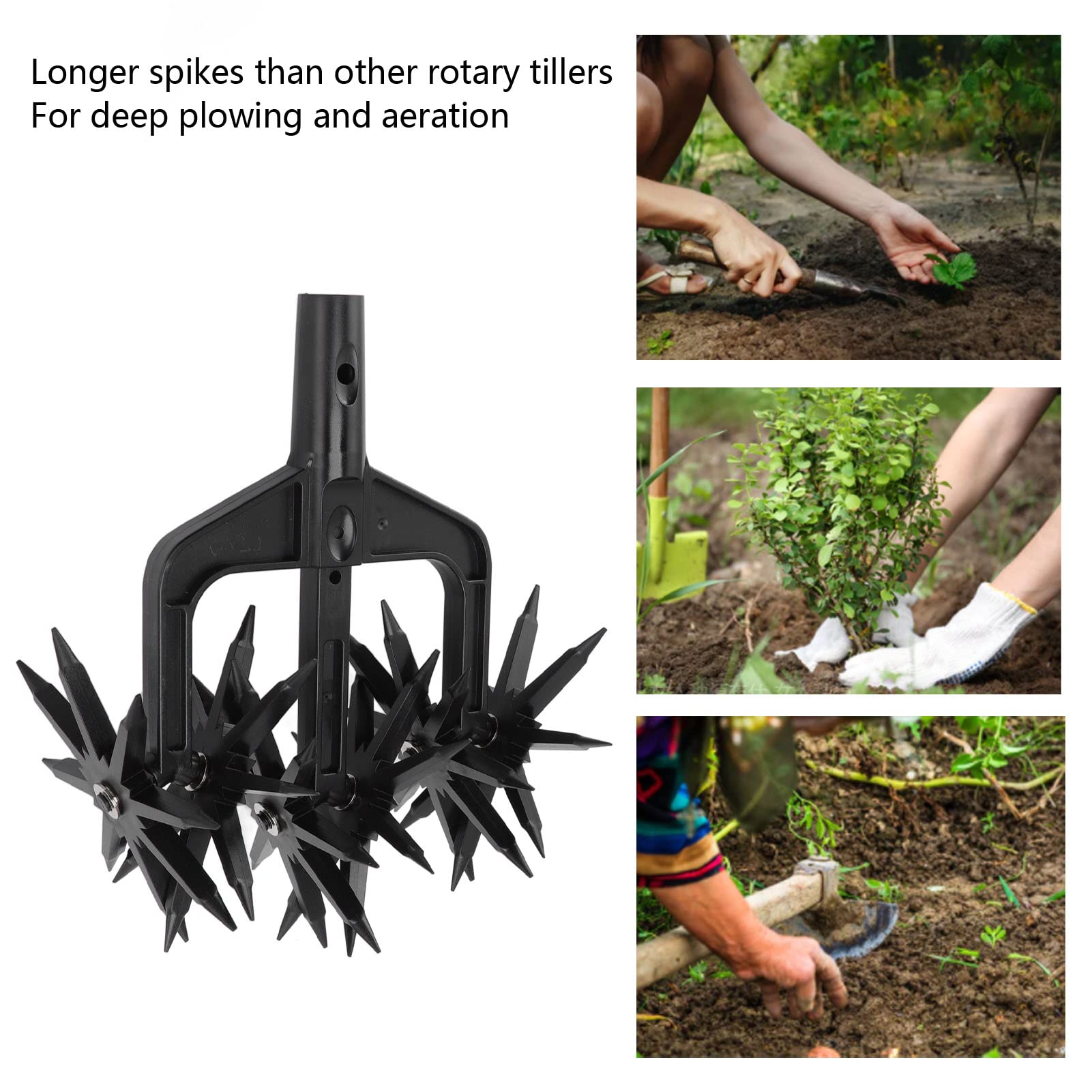 OKJHFD Adjustable Rotary Cultivator, Manual Tiller Garden Soil Scarifier,Wear Resistant 2 in 1 Ventilated Scarifier Heavy Duty Weeder Tool for Garden,Manual Cultivator