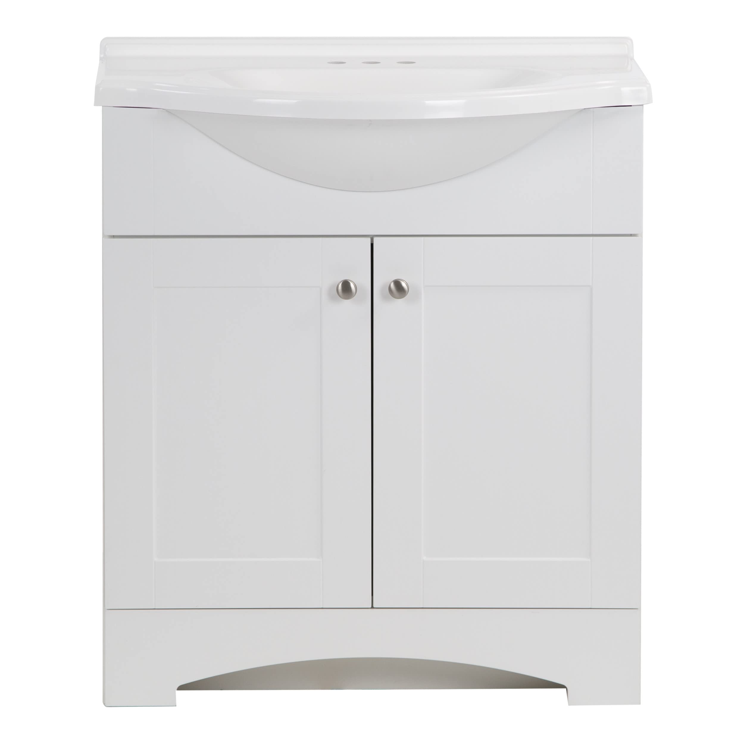 Spring Mill Cabinets Zarna 31 Inch Bathroom Vanity with White Drop-in Single Sink Top, 2-Door Cabinet, 31" W x 18.78" D x 36.63" H, White