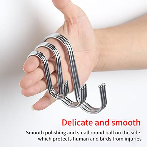 30 Pack 5.0Inch 3.8In 2.6In Assorted Size S Hooks Stainless Steel S Hanging Hooks Outdoor,Utility S Shaped Hooks for Hanging Plants,Heavy Duty S Hooks for Hanging Clothes Towels
