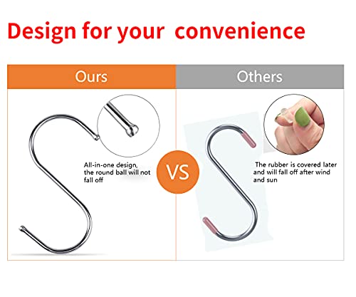 30 Pack 5.0Inch 3.8In 2.6In Assorted Size S Hooks Stainless Steel S Hanging Hooks Outdoor,Utility S Shaped Hooks for Hanging Plants,Heavy Duty S Hooks for Hanging Clothes Towels