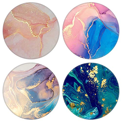 4 Pack Cell Phone Stand，Multi-Function Cellphone Foldable Finger Grip Holder for Smartphone and Tablets - Pink Purple Rose Gold Marble