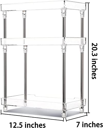 Bathroom Organizer Countertop, 3 Tier Acrylic Vanity Tray, Counter Makeup Organizer for Skincare Cosmetics, Multi-Functional Organizer for Bathroom Kitchen (3 Tier)