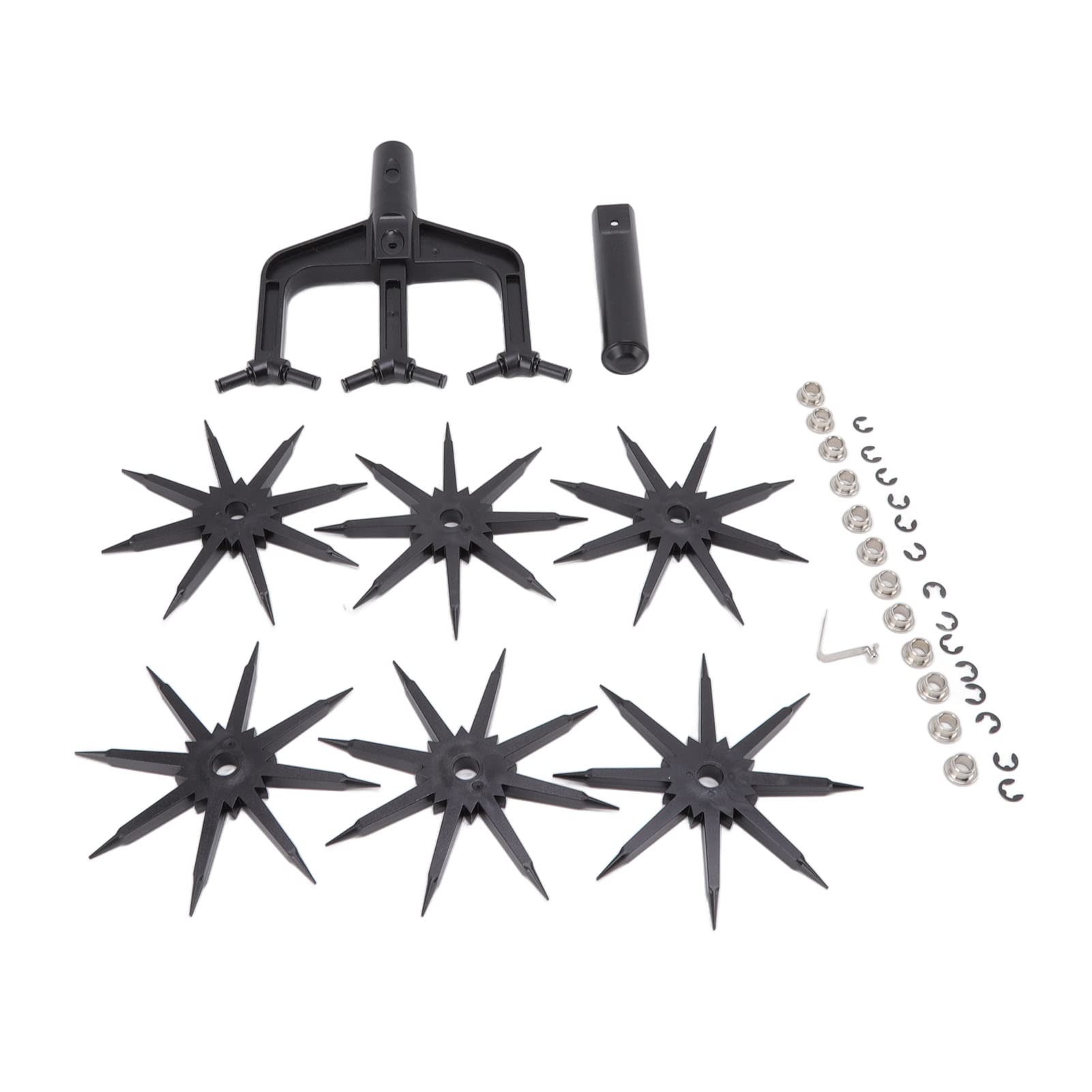 OKJHFD Adjustable Rotary Cultivator, Manual Tiller Garden Soil Scarifier,Wear Resistant 2 in 1 Ventilated Scarifier Heavy Duty Weeder Tool for Garden,Manual Cultivator