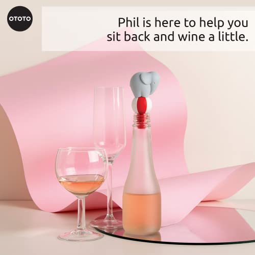 OTOTO Phil - Wine Stopper - Keep Wine Fresh with Reusable Wine Bottle Stoppers - Replace Wine Cork with BPA free Silicone Wine Plug - Fits Standard Sized Wine Bottles - Air tight - 3.6 x 1.6 x 2 inch
