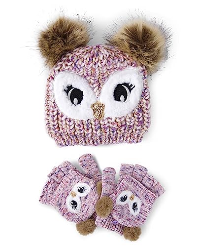 The Children's Place,2 Piece Set Winter Hat and Fingerless Kids Gloves,Multi Color,S/M(4-7YR)