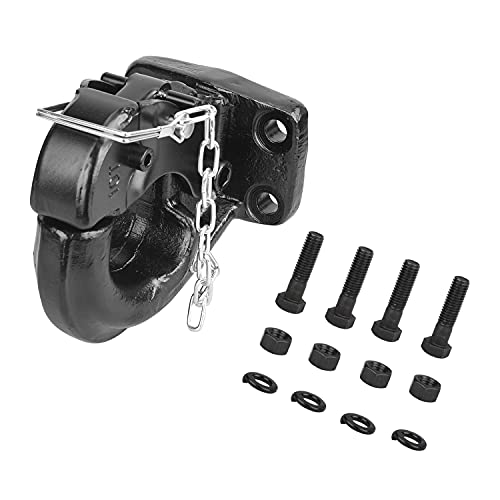 ANGCOSY 10-Ton Pintle Hook Trailer Hitches Receiver Hook for 2-1/2 Inch Lunette Ring with Mounting Kit, 20000 lbs