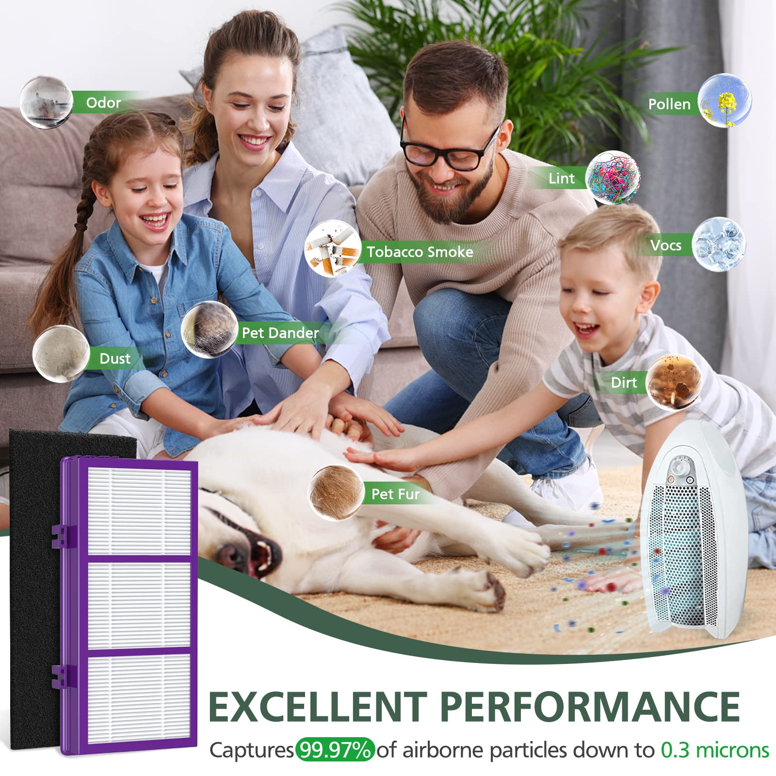 HAPF300AP Performance Plus Replacement Filter for Holmes AER1 HAPF300AP-U4 air cleaner, 4 True HEPA+ 8 Carbon Pre Filters