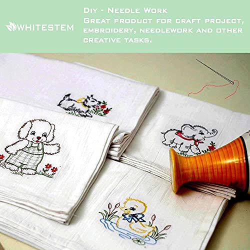 WHITESTEM Flour Sack Dish Towels | 15”X25” | 12-Pack | White | 130 Thread Count Ring Spun Cotton, Kitchen Dish Towels, Kitchen Towels, Hand Towels, Tea Towels and Dish Cloths