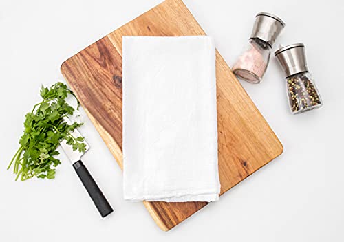WHITESTEM Flour Sack Dish Towels | 15”X25” | 12-Pack | White | 130 Thread Count Ring Spun Cotton, Kitchen Dish Towels, Kitchen Towels, Hand Towels, Tea Towels and Dish Cloths