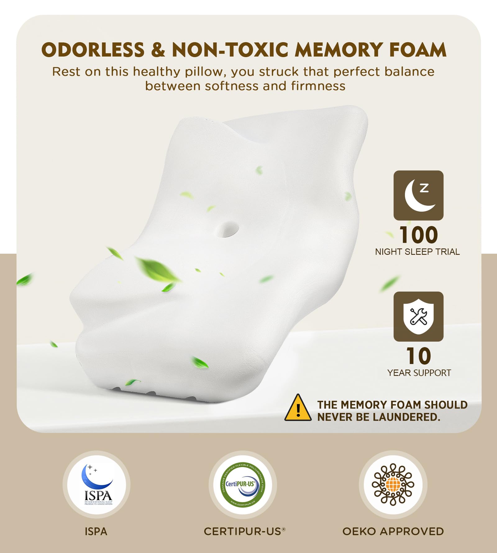 Osteo Cervical Pillow for Neck Pain Relief, Hollow Design Odorless Memory Foam Pillows with Cooling Case, Adjustable Orthopedic Bed Pillow for Sleeping, Contour Support for Side Back Stomach Sleepers