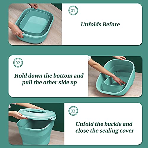 Cereal Rice Food Storage Containers, Collapsible 20 to 50 Lbs Dispenser Bin with Rolling Wheel Airtight Locking Lid, Dog Pet Cat Flour Sugar Plastic Leakproof Sealable Large Kitchen Pantry Holder