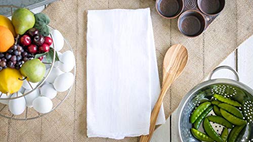 WHITESTEM Flour Sack Dish Towels | 15”X25” | 12-Pack | White | 130 Thread Count Ring Spun Cotton, Kitchen Dish Towels, Kitchen Towels, Hand Towels, Tea Towels and Dish Cloths