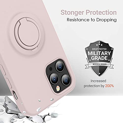 MOCCA Compatible with iPhone 12 Case, iPhone 12 Pro Case 6.1inch with Ring Kickstand | Super Soft Microfiber Lining | Anti-Scratch Full-Body Shockproof Protective Case for iPhone 12/12 Pro - Pink Sand