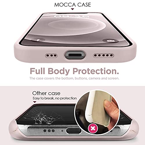 MOCCA Compatible with iPhone 12 Case, iPhone 12 Pro Case 6.1inch with Ring Kickstand | Super Soft Microfiber Lining | Anti-Scratch Full-Body Shockproof Protective Case for iPhone 12/12 Pro - Pink Sand