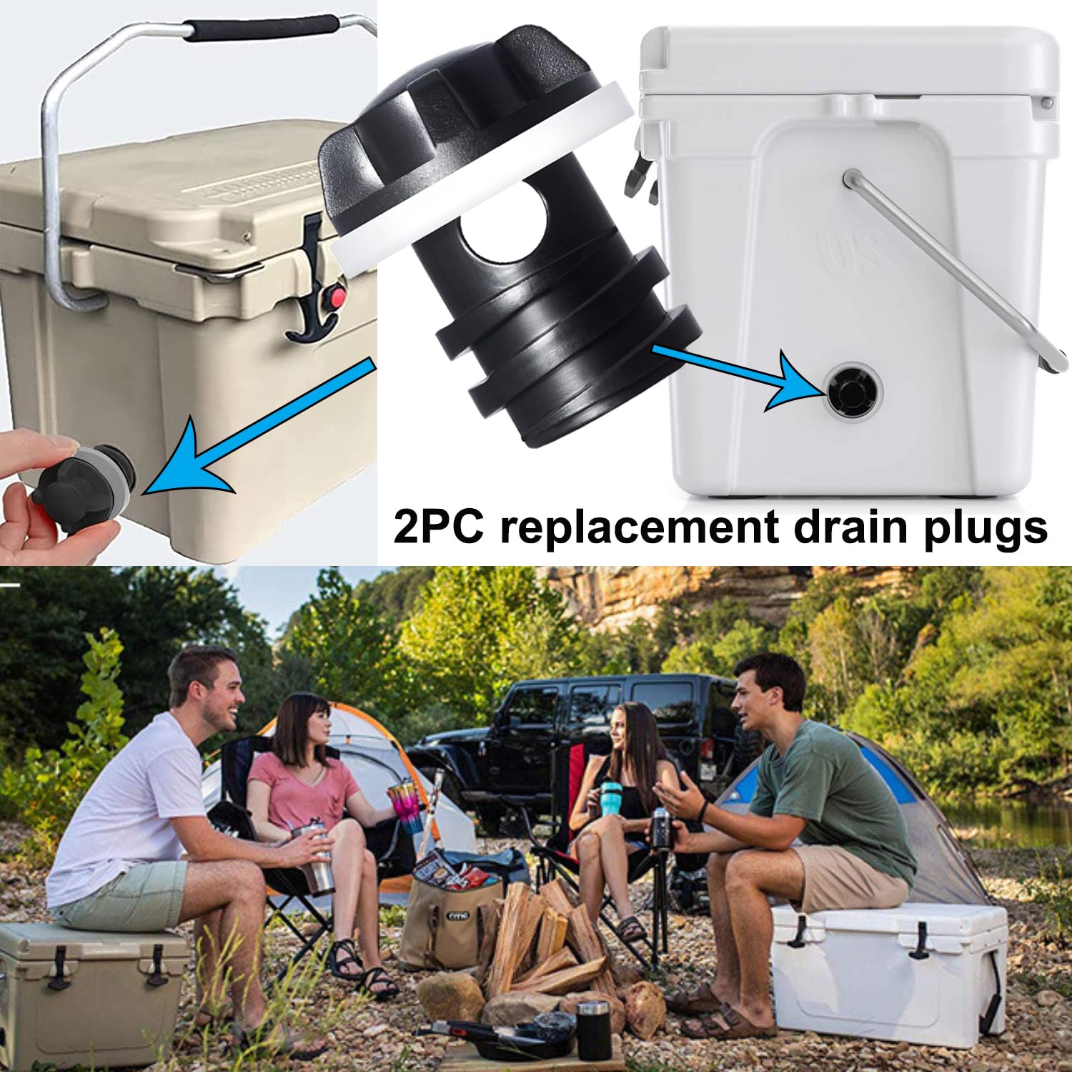 Cooler Plug for YETI Cooler, Drain Plug Cooler Plug Compatible with Yeti and RTIC Coolers Leak-Proof Replacement for YETI Tundra Roadie Tank Coolers and RTIC Coolers 2pcs