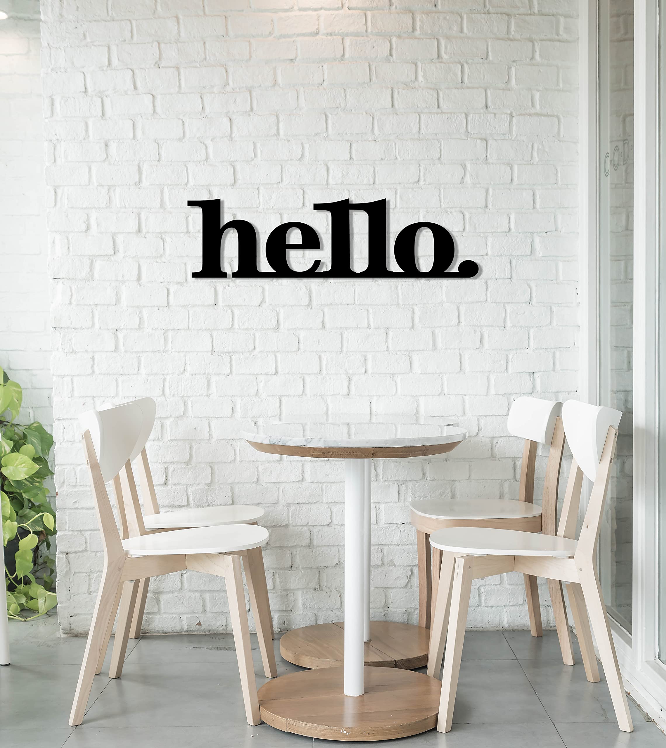 Metal Hello Sign, Welcome Porch Sign, Front Porch Decor, Front Door Wall Decor, Entryway Sign, Outside Vertical Wall Decoration, Black (39x11 inches)