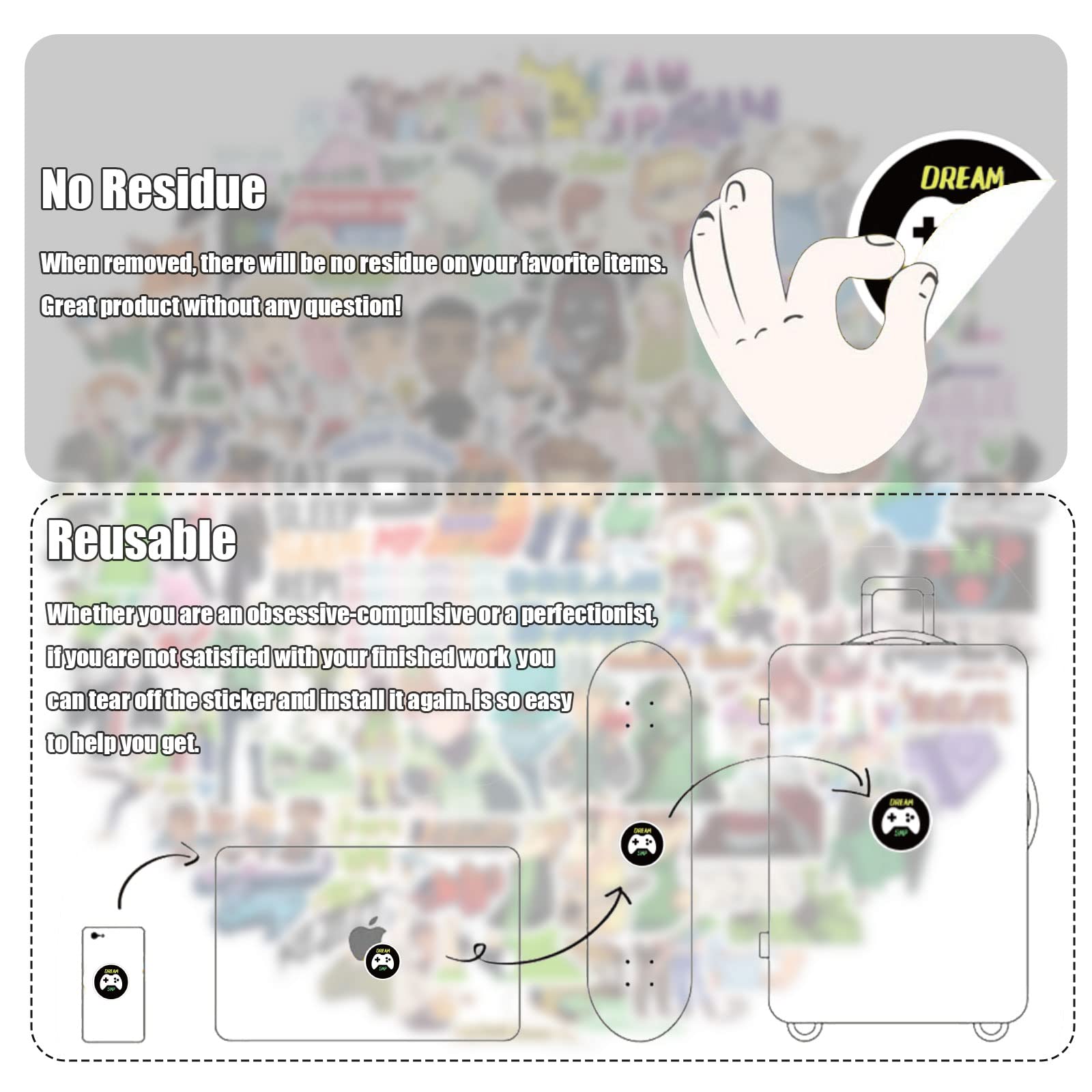 100 Pcs Game Stickers Pack 100,Vinyl Waterproof Stickers for Laptop & Water Bottles,Aesthetic Skateboard Stickers for Teens (smp01-B)