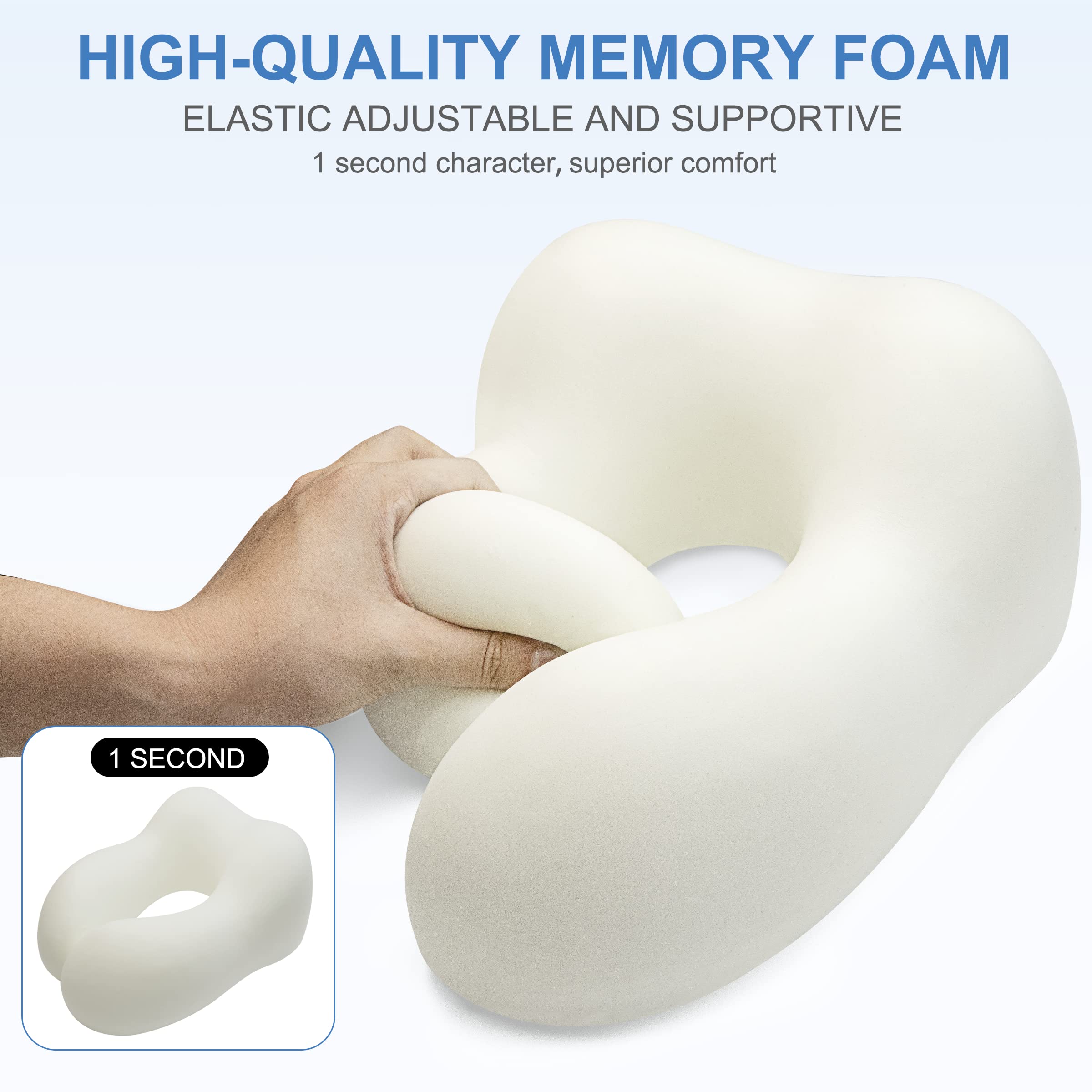 Gentlepaw Travel Pillow - Memory Foam Cervical Neck Pillow for Adults, Kids, Children, Convenient & Portable U Shaped Pillows, Airplane Pillow for Home, Office, Camping, Travelling, Sleeping (Gray)
