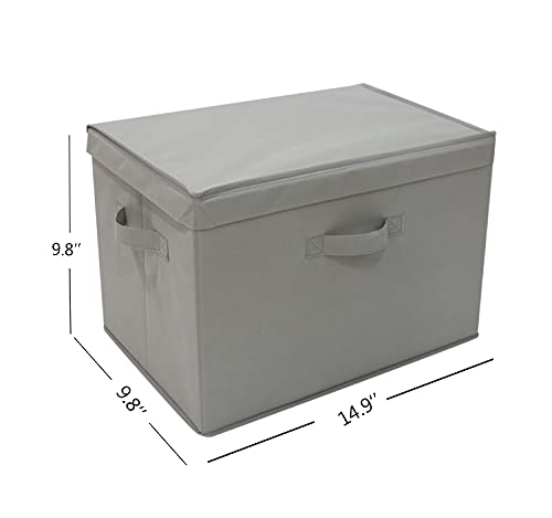 Sebadaci Storage Bins Cubes Baskets with Lids Handles Stackable Collapsible Storage Bins Baskets for Shelves, Organizing, Office Organizer, 3-pack Fabric Storage Cubes Living Room Closet, Gray, Medium