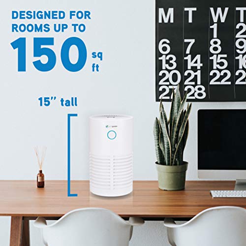 GermGuardian Air Purifier with HEPA Filter, UV Sanitizer and Odor Reduction, White, 15" Tower