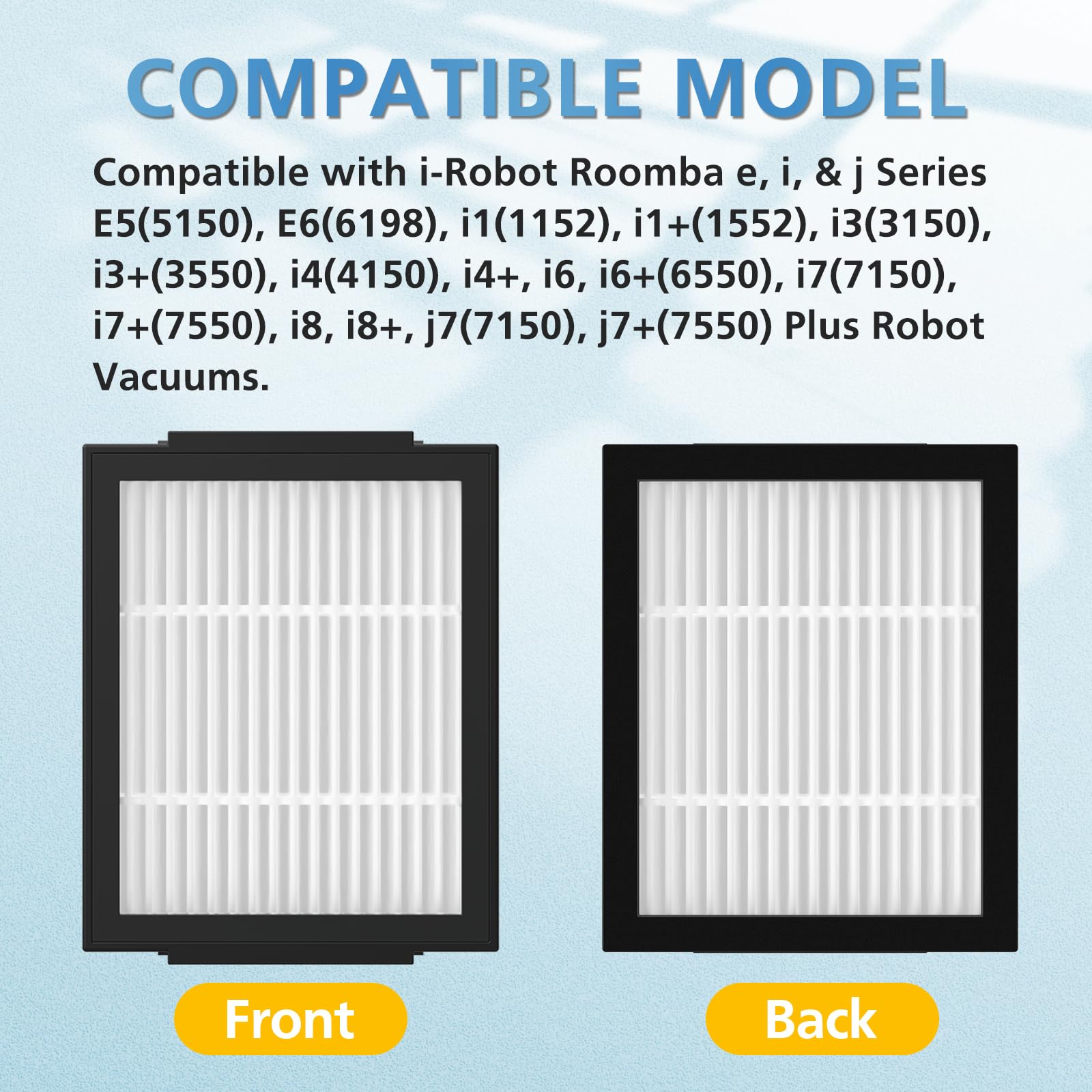 Filter Replacement for iRobot Roomba e, i and j Series i7 i7+/plus i3 i3+ E5 E6 E7 i4 i6 i6+ i8 i8+ Robot Vacuum Cleaners parts, 9 Pack High Efficiency 4639161 Filters