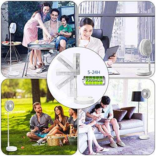 Portable Desk Fan,Rechargeable Oscillating Telescopic Floor Fan Small USB Stand Fan with Humidification 3 Speed Adjustable Wind for Personal Bedroom Office Outdoor Camping-White
