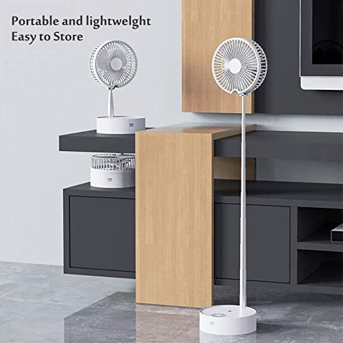 Portable Desk Fan,Rechargeable Oscillating Telescopic Floor Fan Small USB Stand Fan with Humidification 3 Speed Adjustable Wind for Personal Bedroom Office Outdoor Camping-White